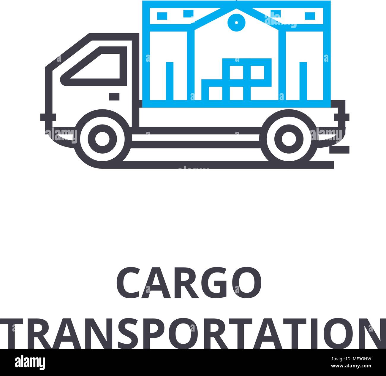 cargo transportation thin line icon, sign, symbol, illustation, linear concept, vector Stock ...
