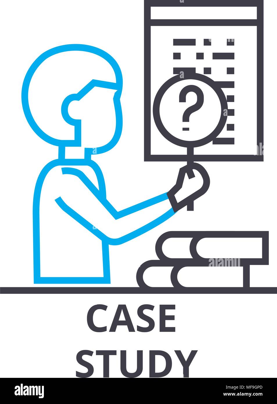 case study thin line icon, sign, symbol, illustation, linear concept ...