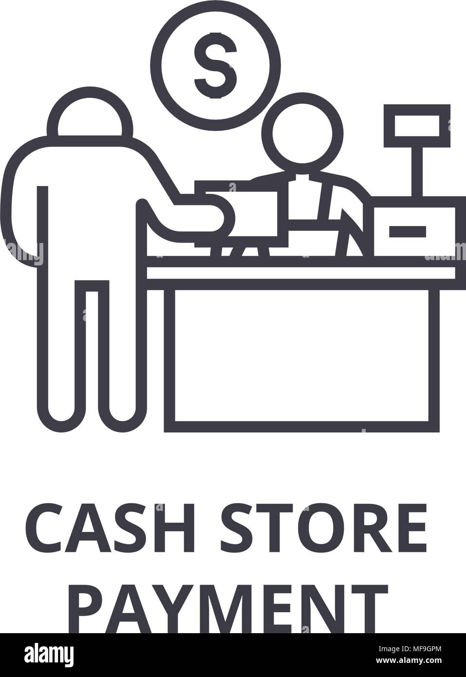 cash store payment thin line icon, sign, symbol, illustation, linear ...