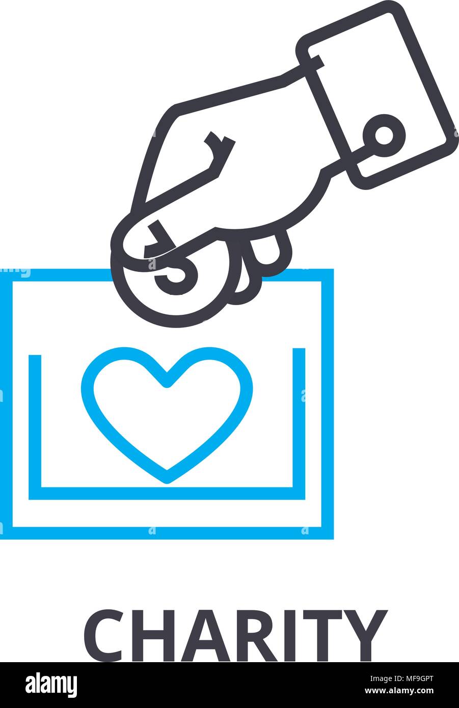 charity thin line icon, sign, symbol, illustation, linear concept ...