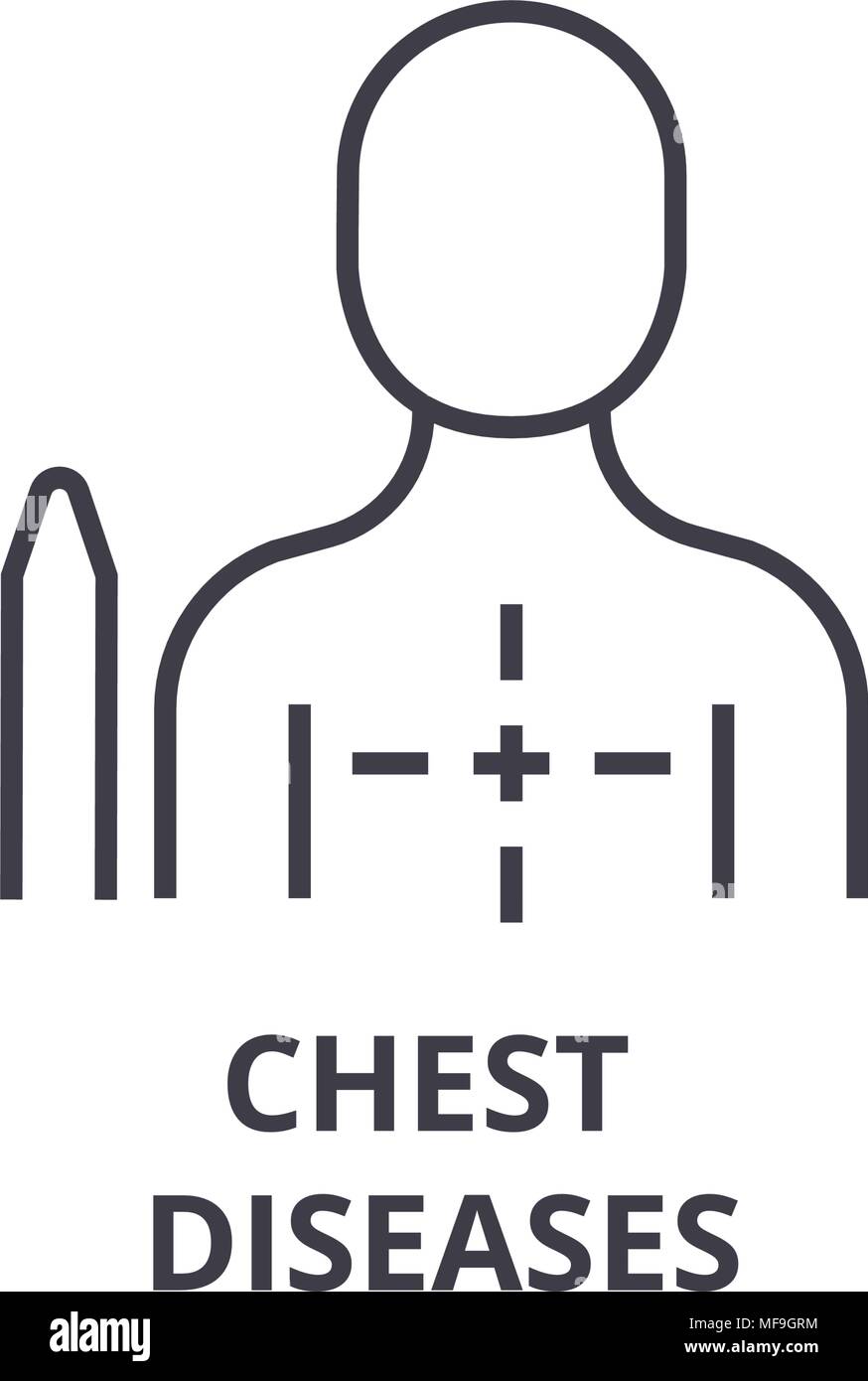 chest diseases thin line icon, sign, symbol, illustation, linear concept, vector Stock Vector ...