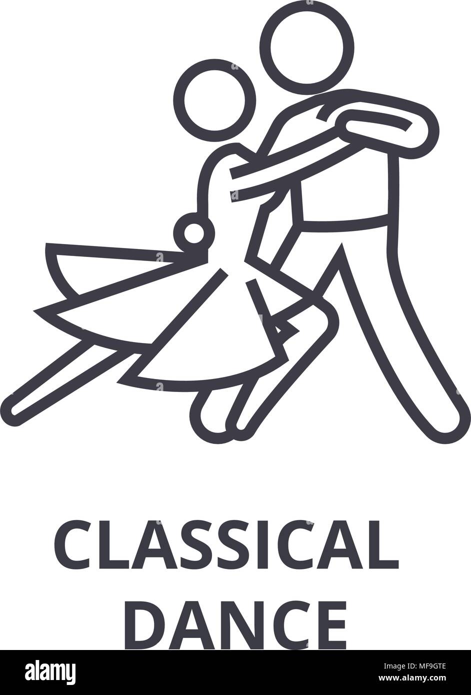 Classical Dance Thin Line Icon Sign Symbol Illustation Linear Concept Vector Stock Vector