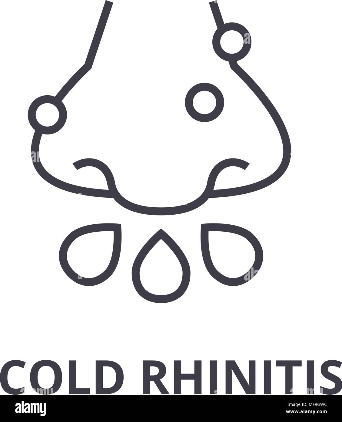 cold rhinitis thin line icon, sign, symbol, illustation, linear concept ...