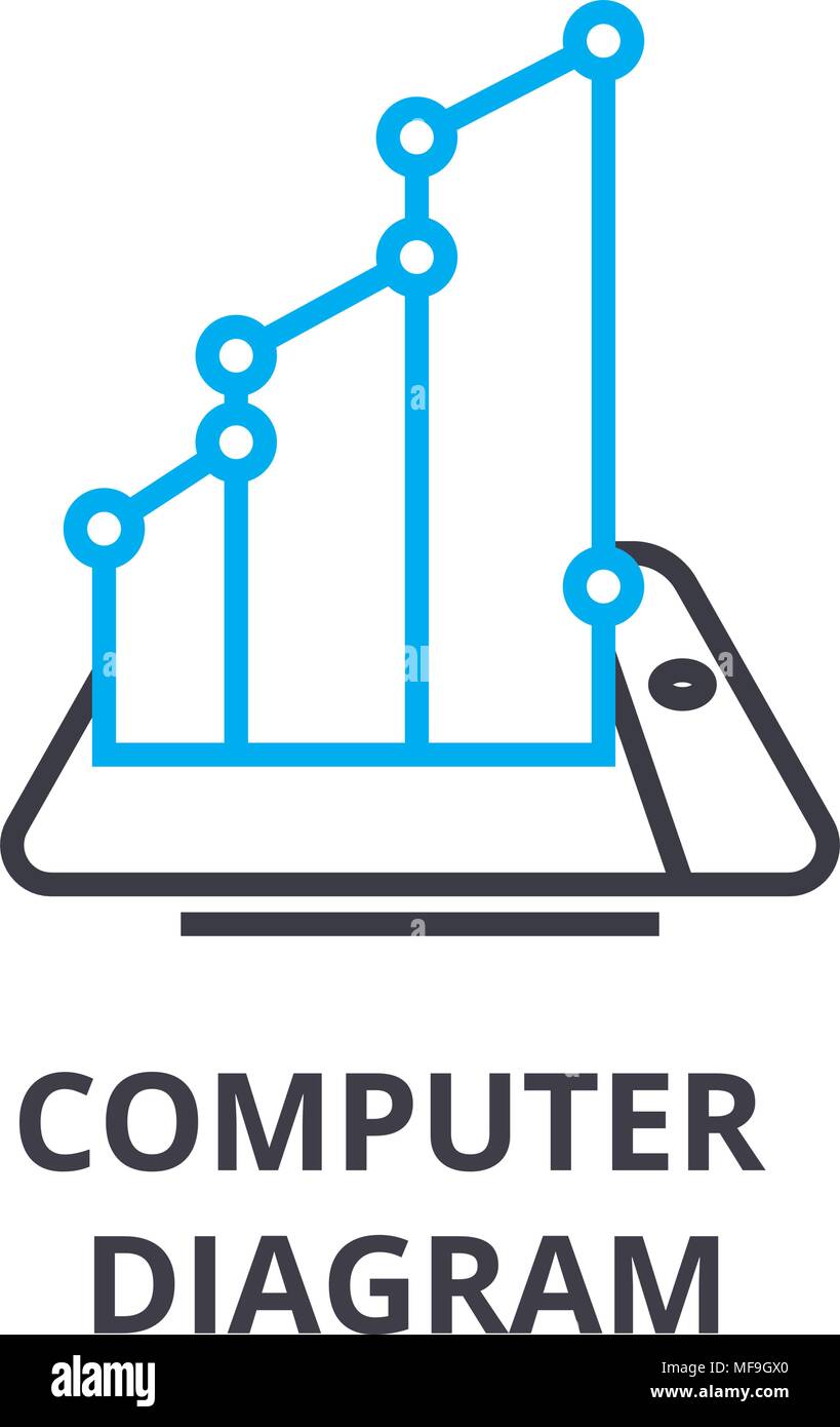 computer diagram thin line icon, sign, symbol, illustation, linear concept, vector Stock Vector ...