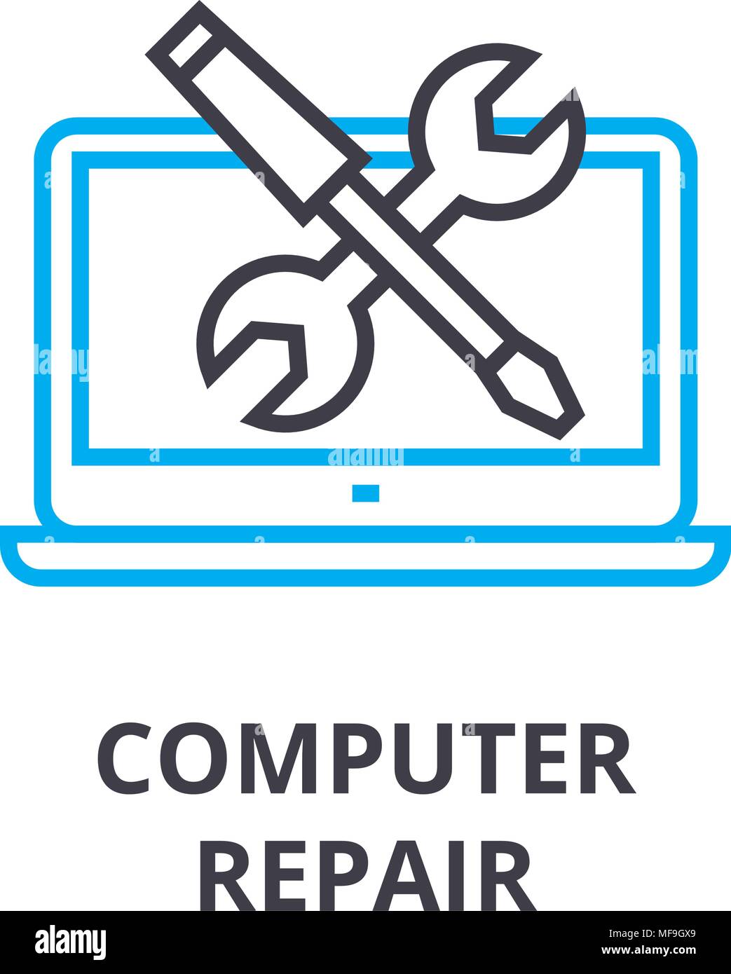 computer repair thin line icon, sign, symbol, illustation, linear ...