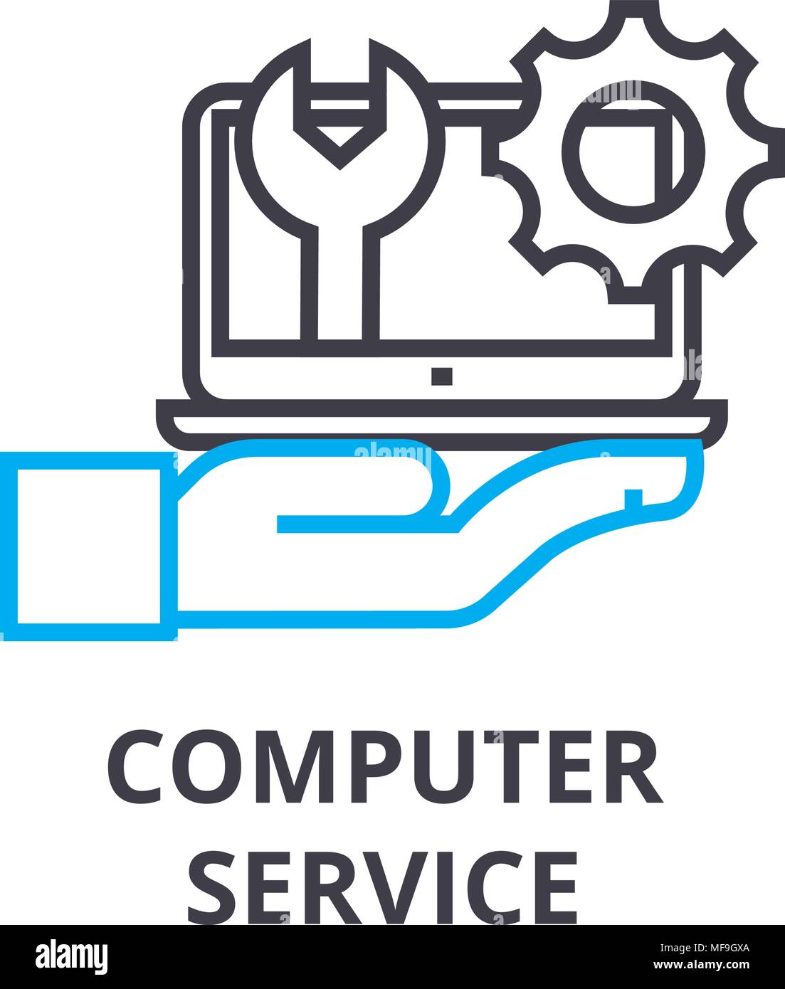 computer service thin line icon, sign, symbol, illustation, linear ...