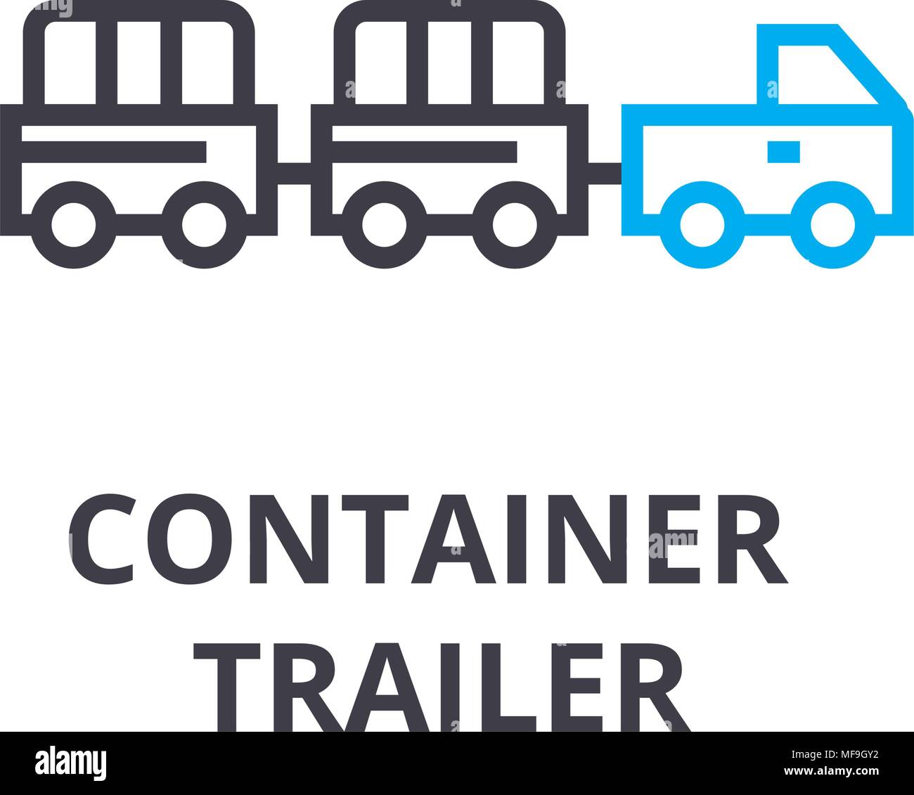 container trailer thin line icon, sign, symbol, illustation, linear concept, vector Stock Vector ...