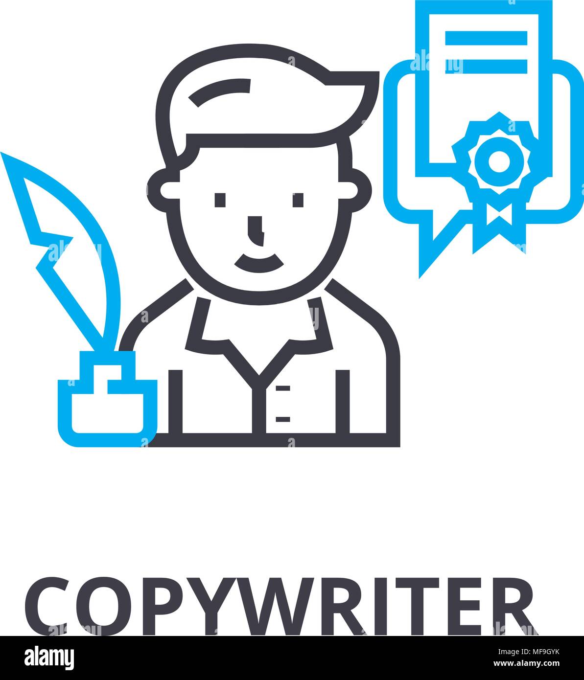 copywriter thin line icon, sign, symbol, illustation, linear concept, vector Stock Vector Image ...