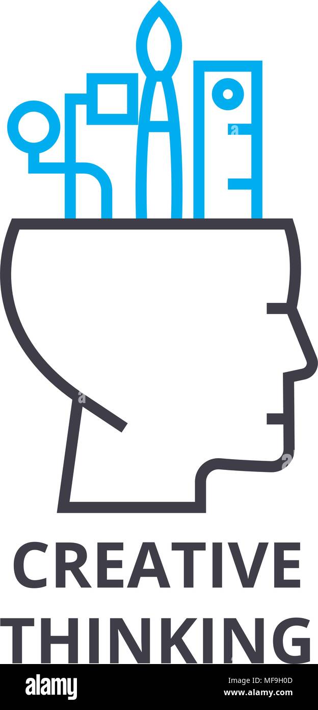 creative thinking thin line icon, sign, symbol, illustation, linear concept, vector Stock Vector ...
