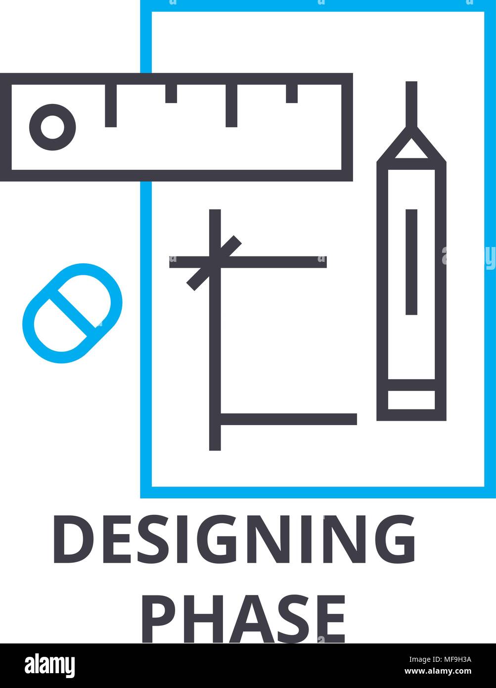 designing phase thin line icon, sign, symbol, illustation, linear ...