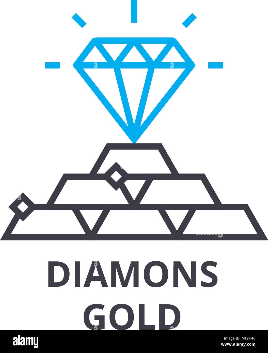 diamonds, gold thin line icon, sign, symbol, illustation, linear ...