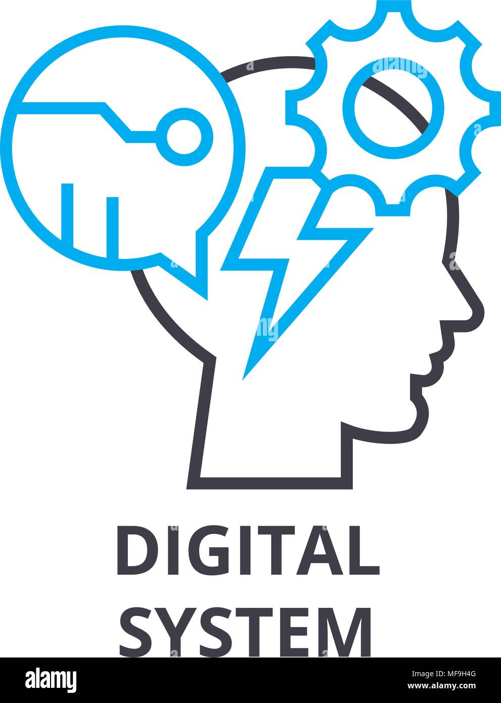 digital system thin line icon, sign, symbol, illustation, linear concept, vector Stock Vector ...