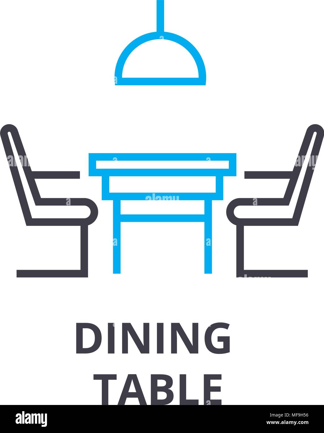 dining table thin line icon, sign, symbol, illustation, linear concept ...