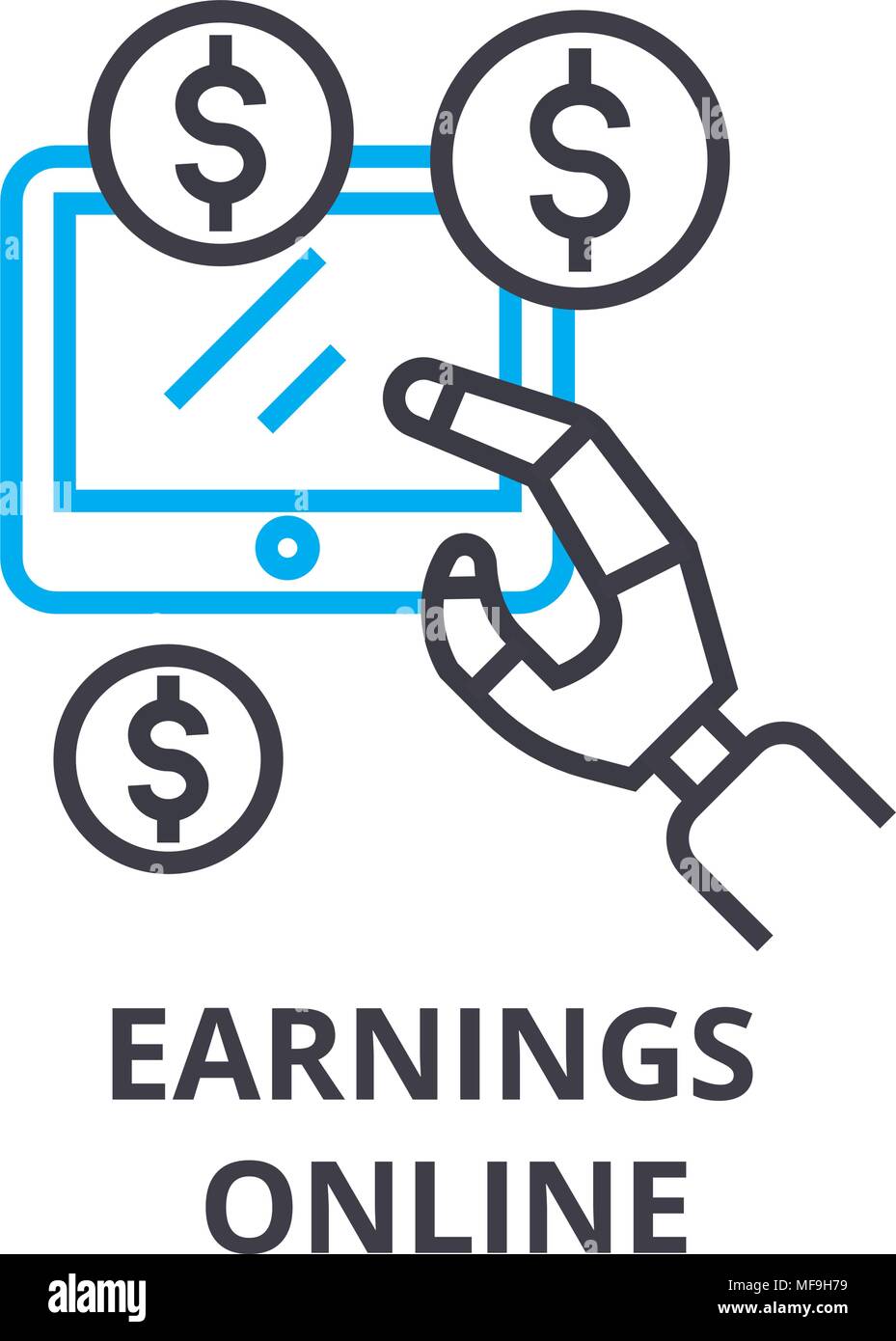 earnings online thin line icon, sign, symbol, illustation, linear concept, vector Stock Vector ...