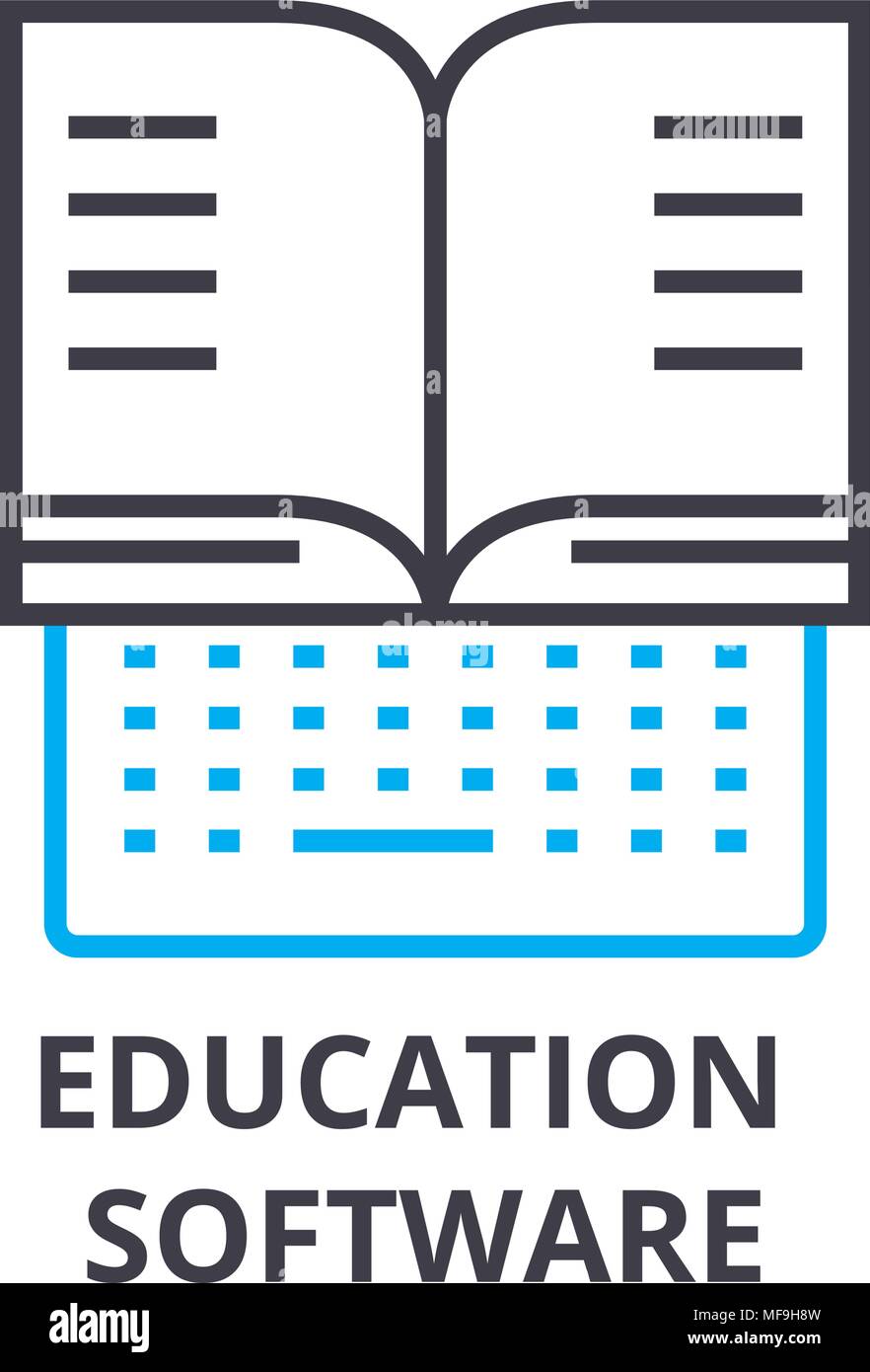 education software thin line icon, sign, symbol, illustation, linear ...