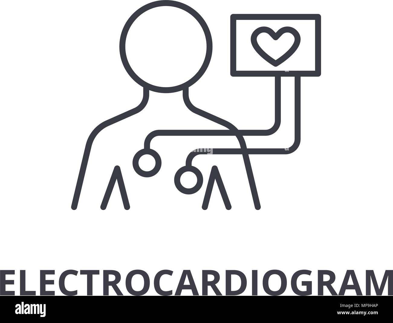 electrocardiogram thin line icon, sign, symbol, illustation, linear concept, vector Stock Vector ...