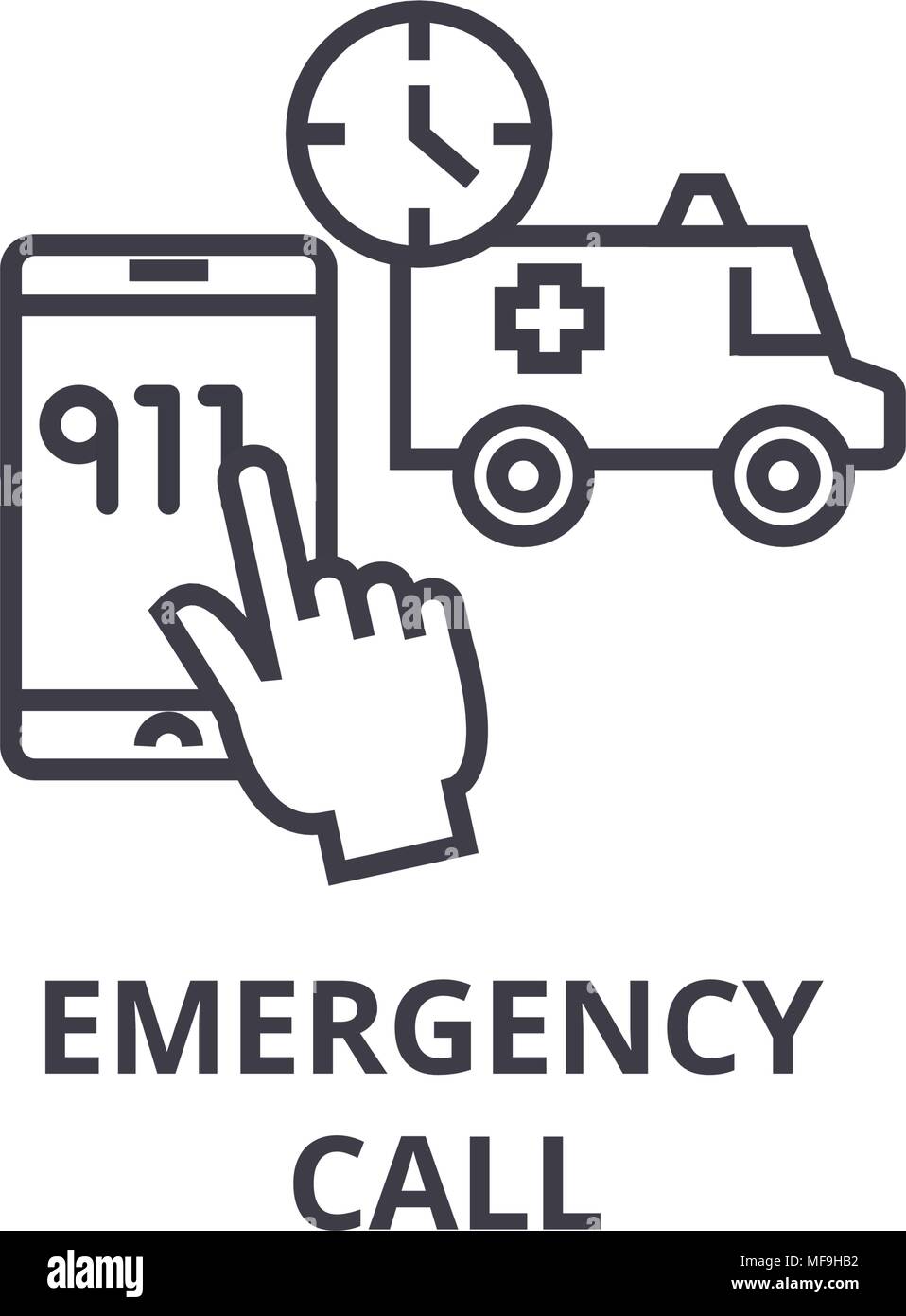 emergency call thin line icon, sign, symbol, illustation, linear concept, vector Stock Vector ...