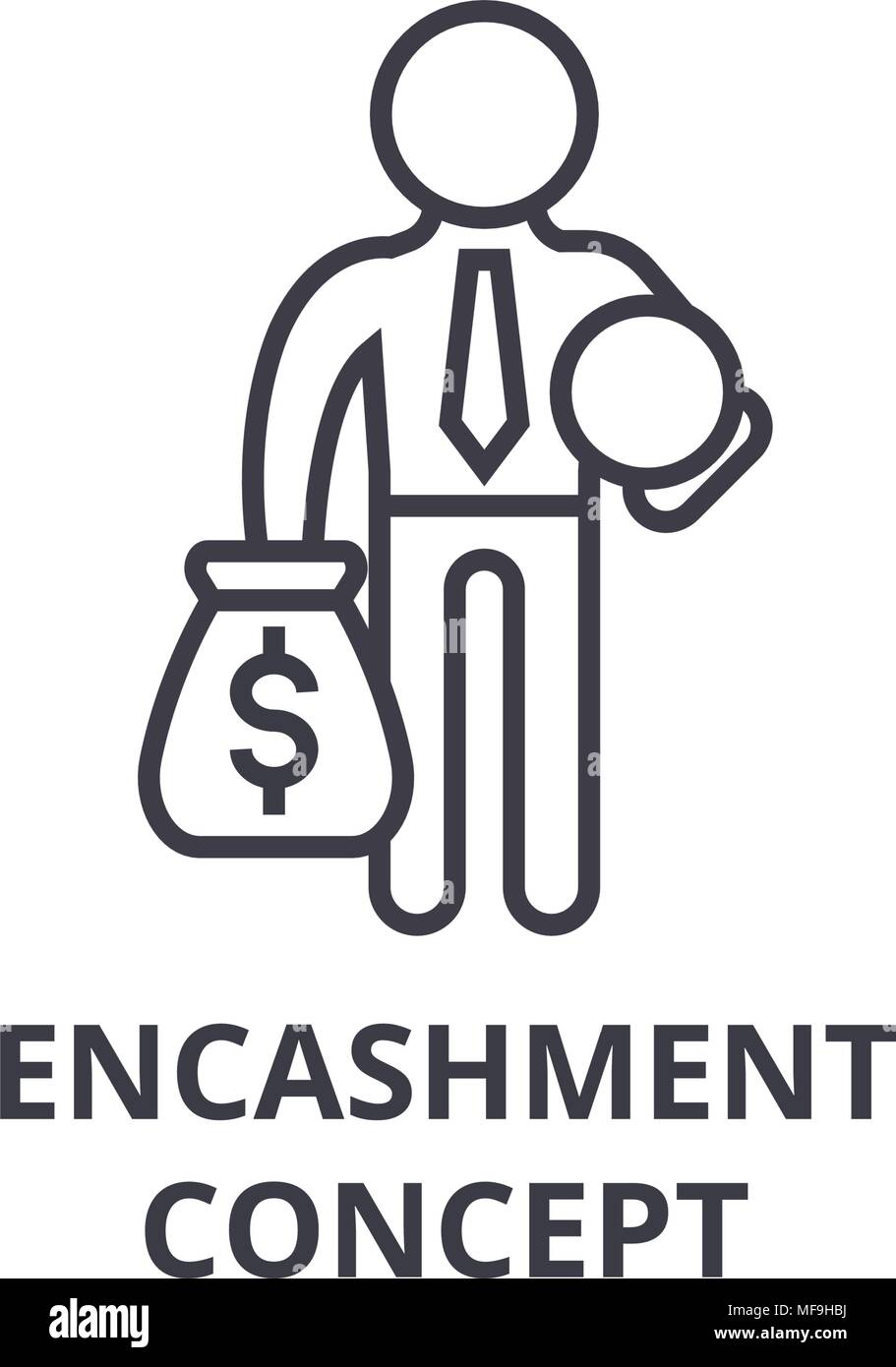 encashment concept thin line icon, sign, symbol, illustation, linear concept, vector Stock ...