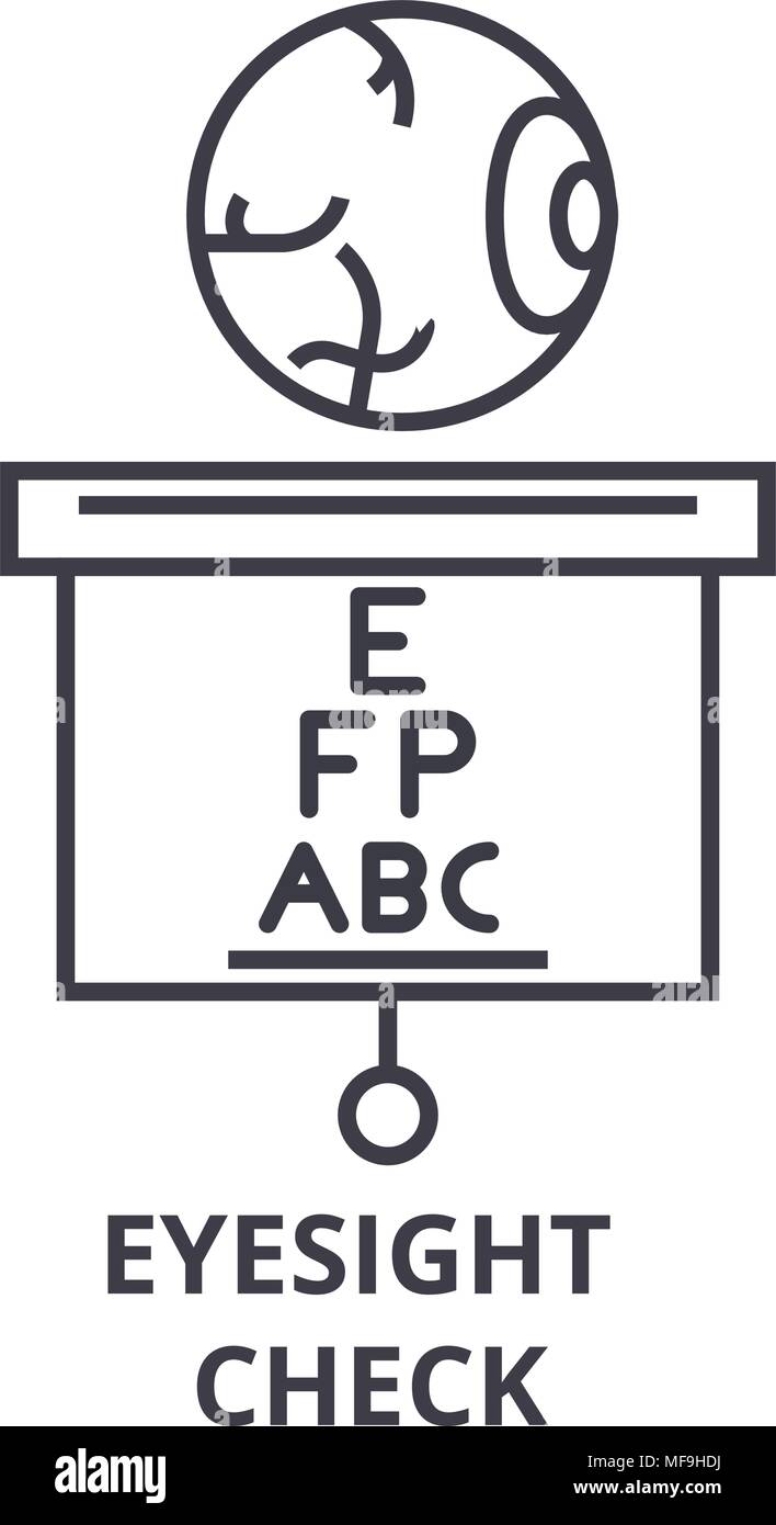 eyesight check thin line icon, sign, symbol, illustation, linear ...