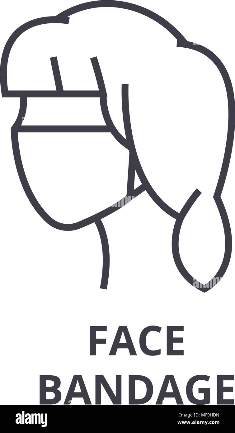 face bandage thin line icon, sign, symbol, illustation, linear concept ...