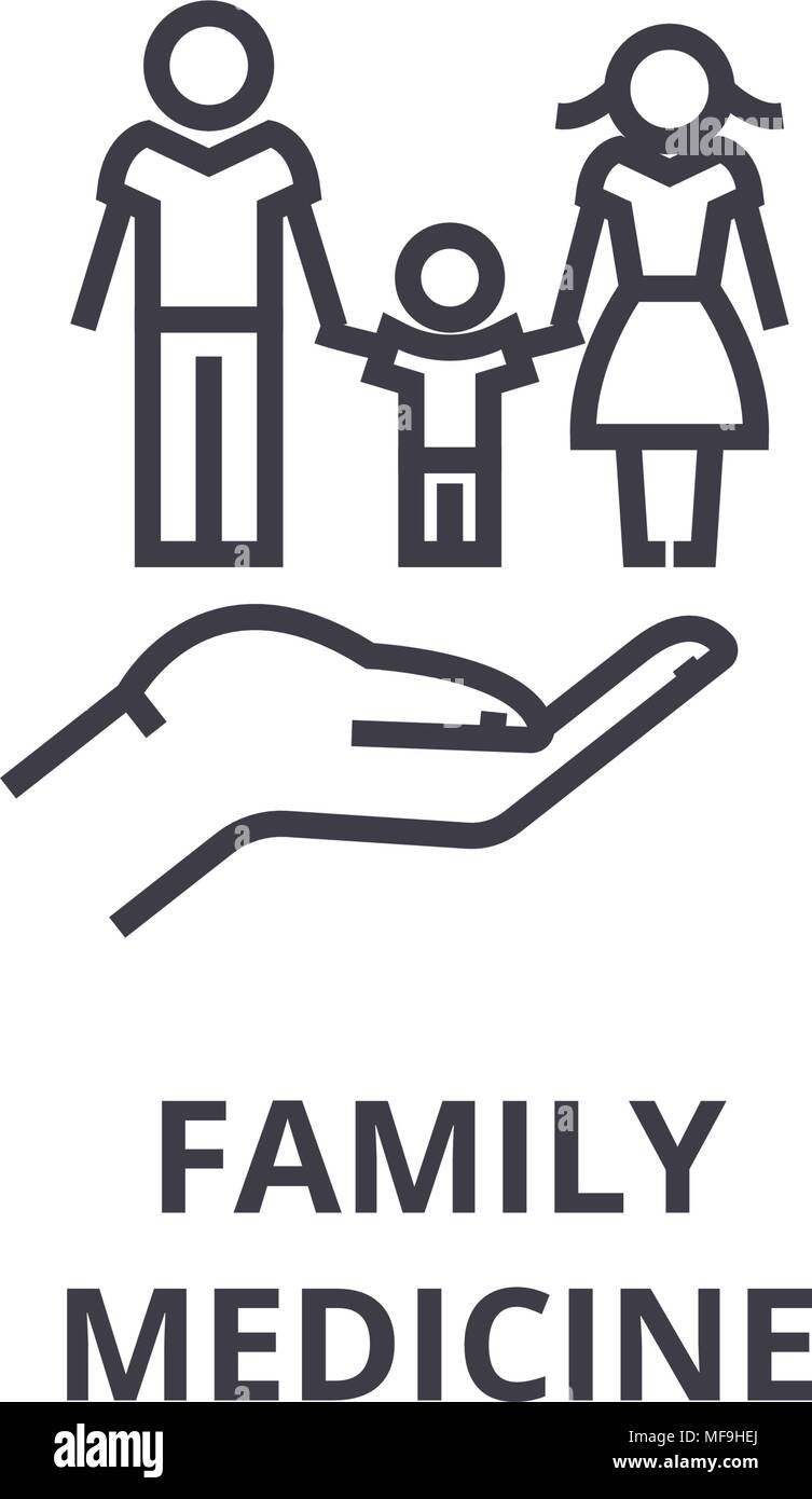 family medicine thin line icon, sign, symbol, illustation, linear ...