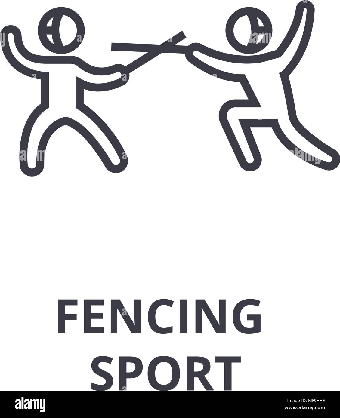 fencing sport thin line icon, sign, symbol, illustation, linear concept ...
