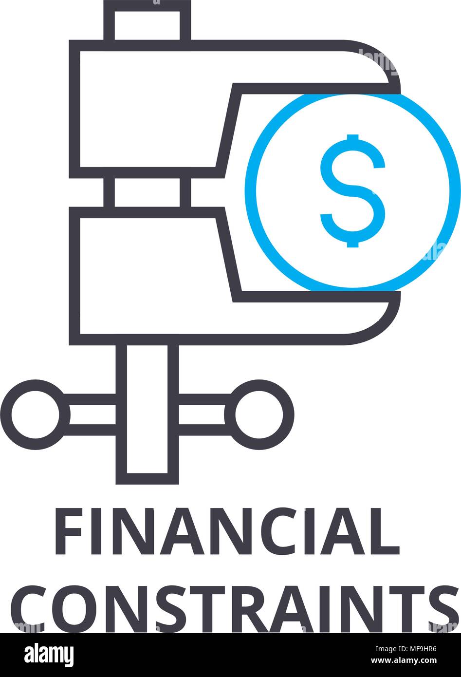 financial constraints thin line icon, sign, symbol, illustation, linear concept, vector Stock ...