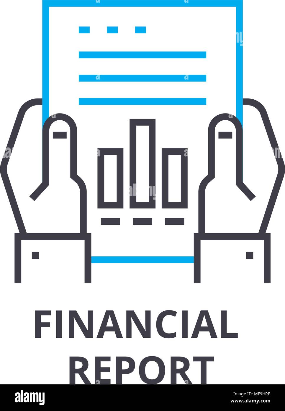 financial report thin line icon, sign, symbol, illustation, linear concept, vector Stock Vector ...