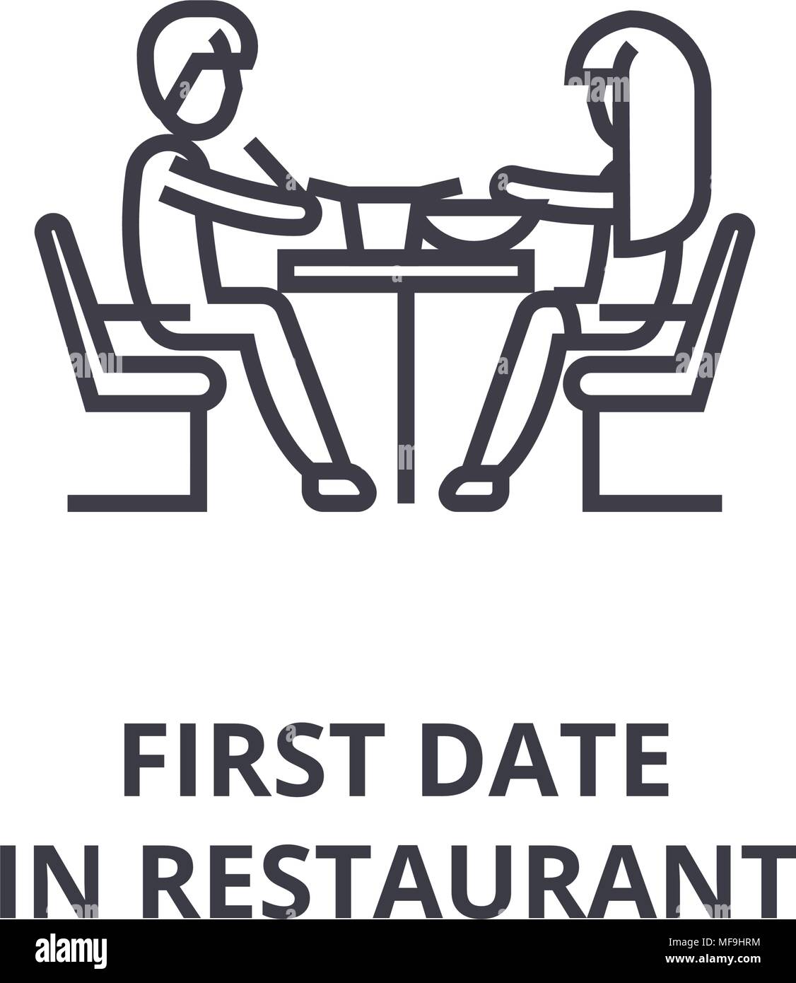 first date in restaurant thin line icon, sign, symbol, illustation ...