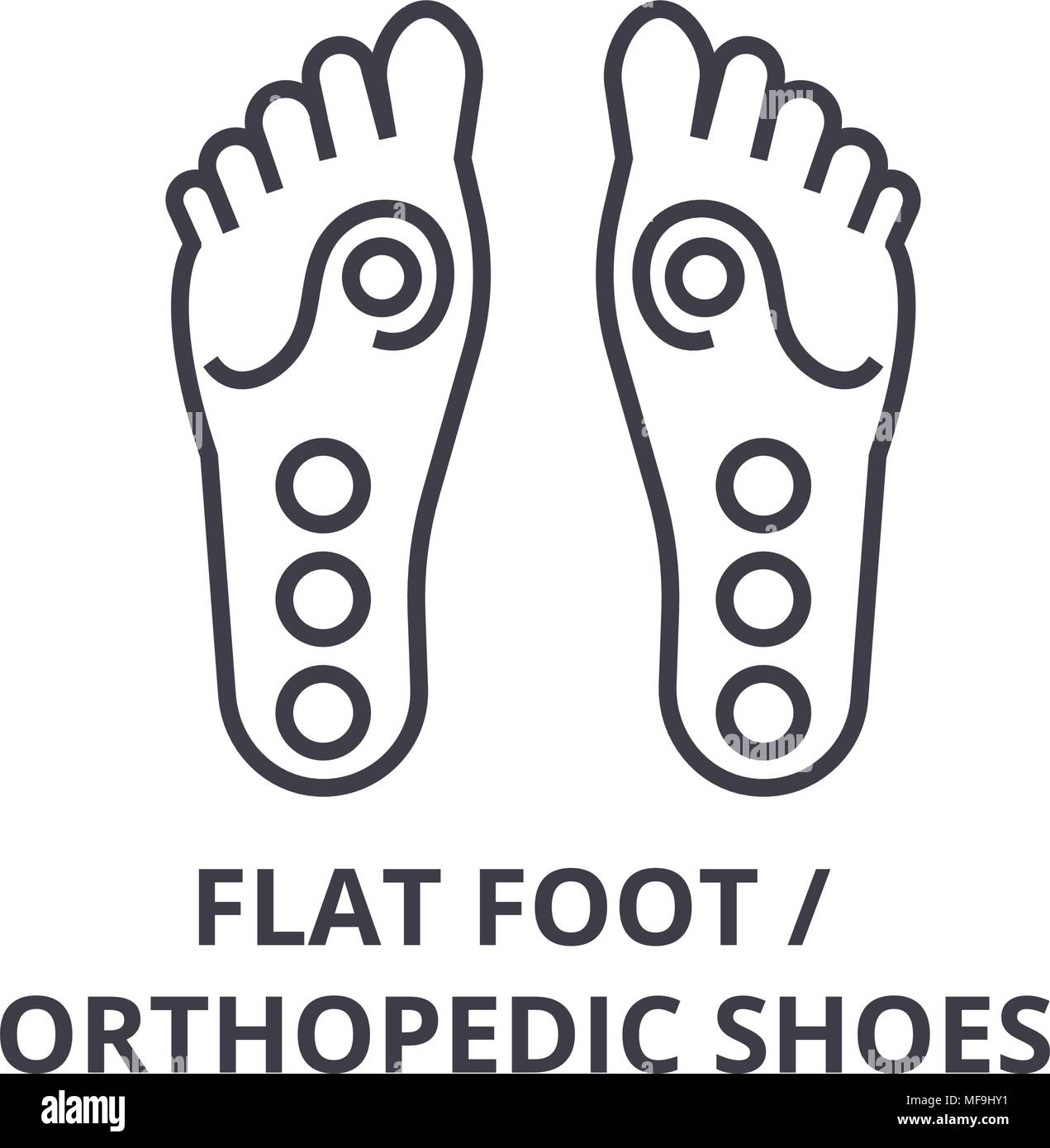 flat foot, orthopedic shoes thin line icon, sign, symbol, illustation ...