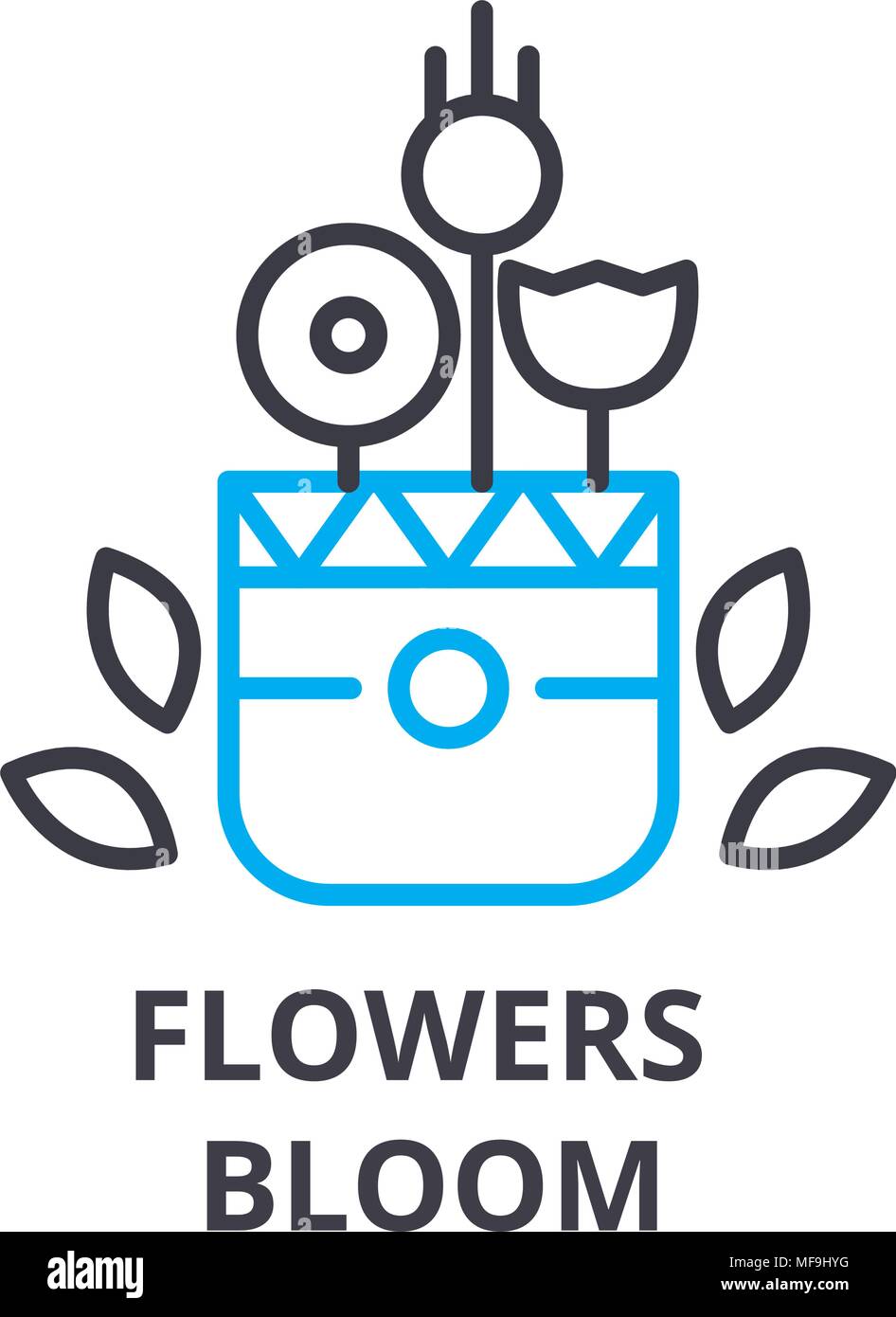 flowers bloom thin line icon, sign, symbol, illustation, linear concept ...