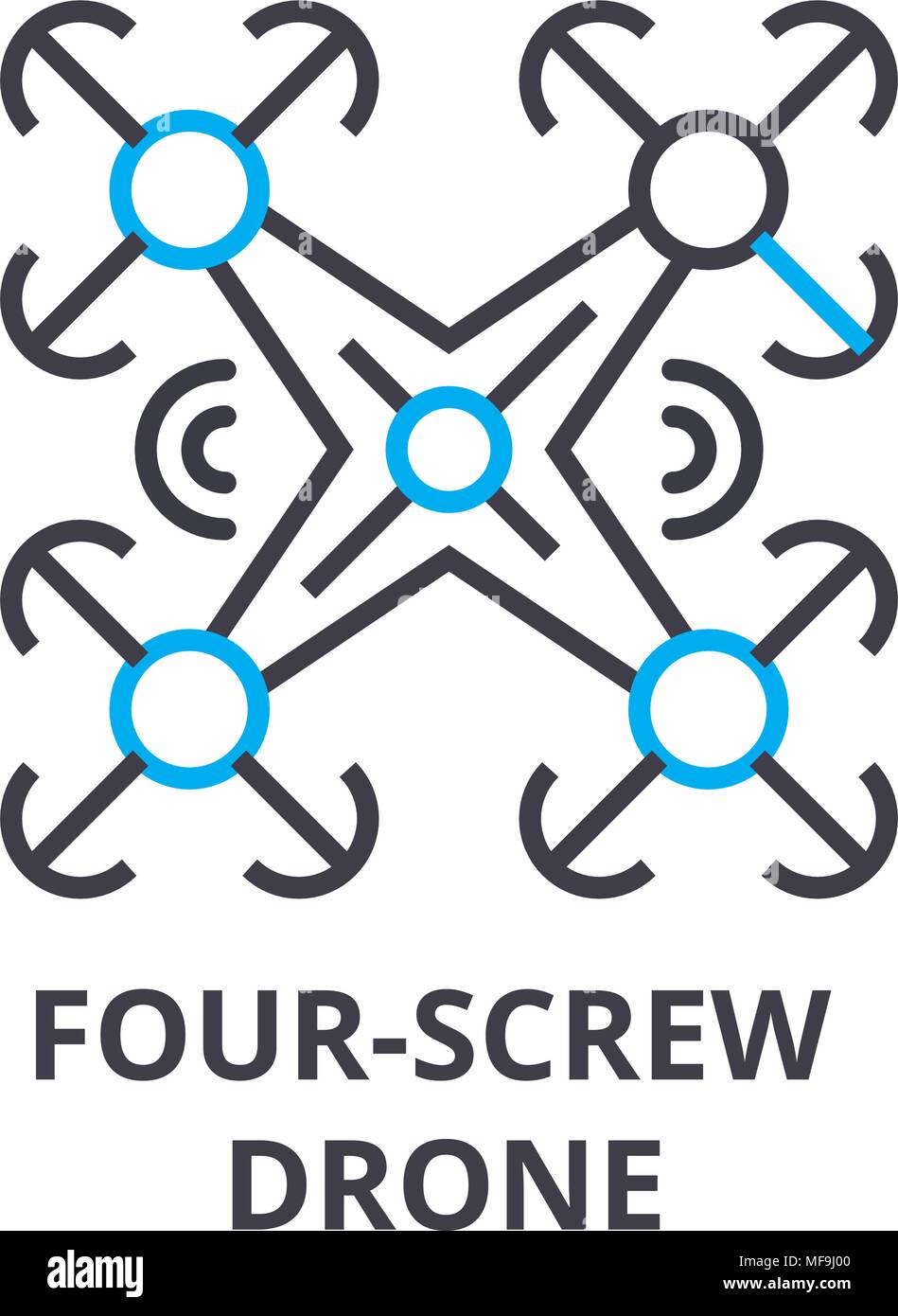 four screw drone thin line icon, sign, symbol, illustation, linear concept, vector Stock Vector ...