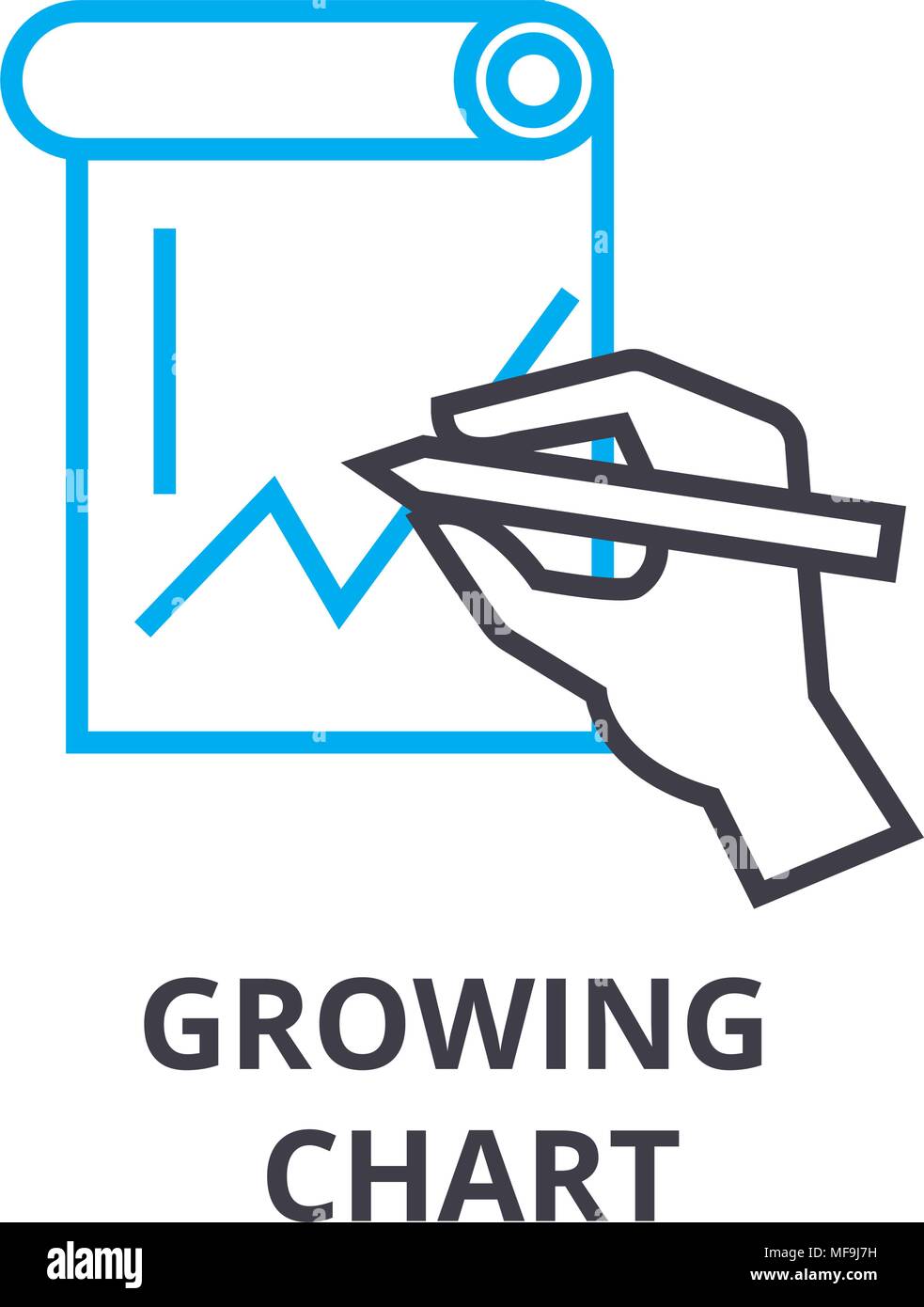growing chart thin line icon, sign, symbol, illustation, linear concept, vector Stock Vector ...