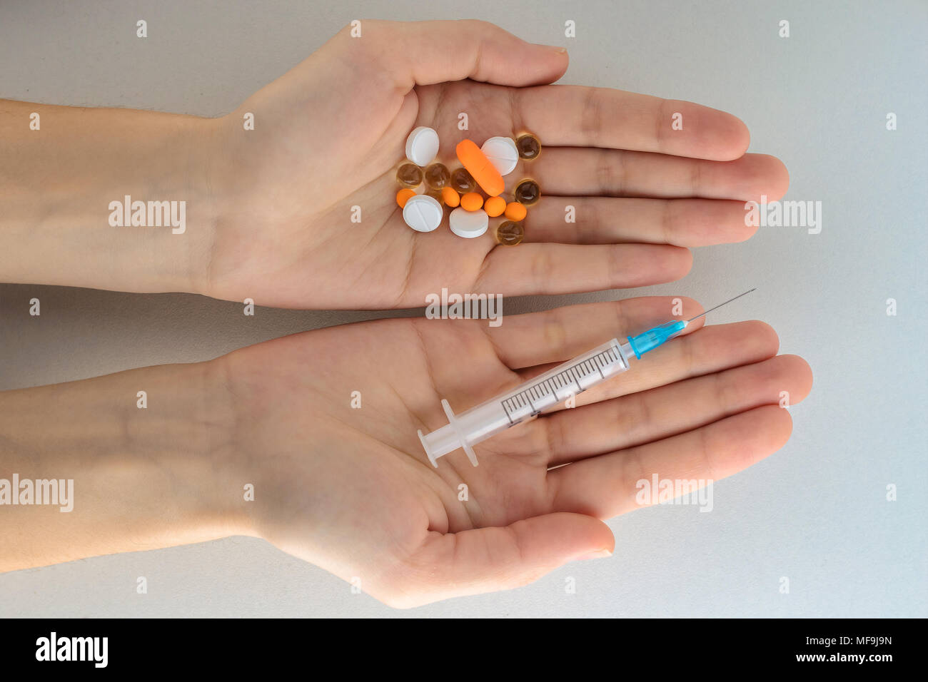 a composition of tablets of different kinds and lancets, adults and ...