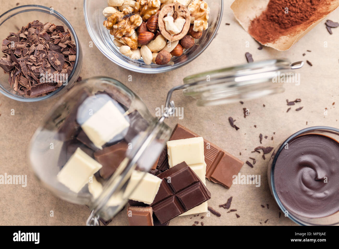 Variety of delicious chocolate bars in a jar Stock Photo - Alamy