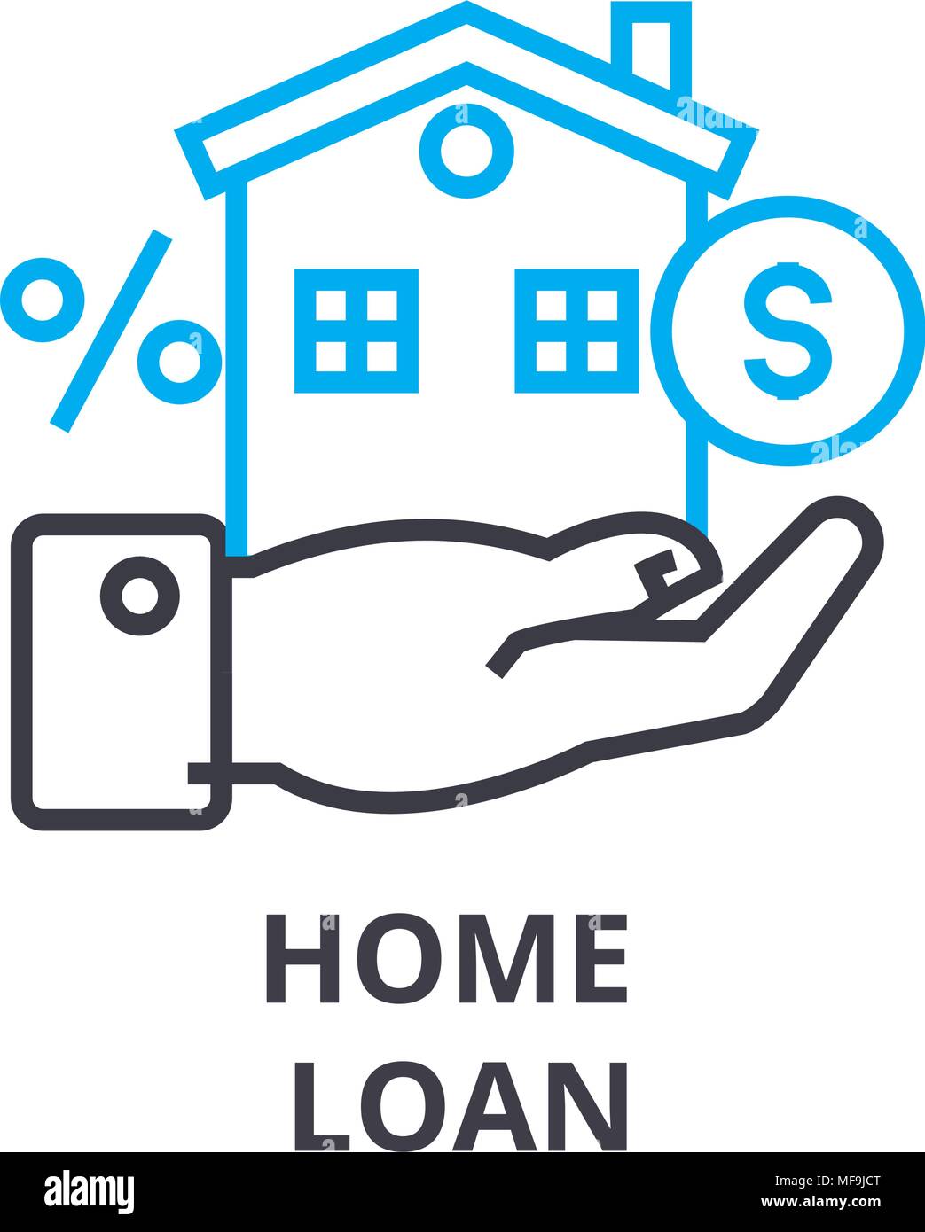 home loan thin line icon, sign, symbol, illustation, linear concept, vector Stock Vector Image ...