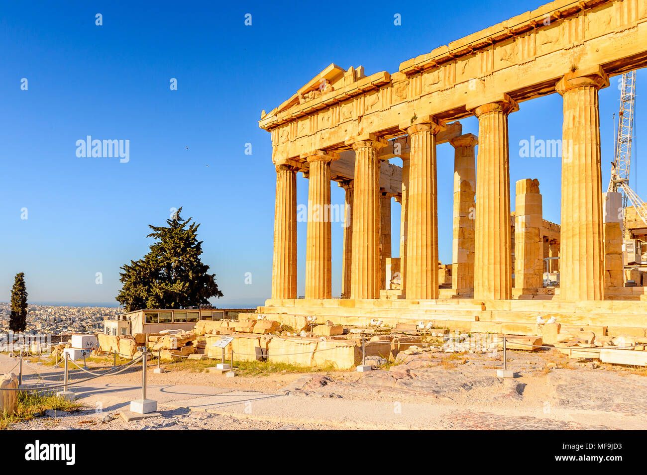 Parthenon, an ancient Greek temple dedicated to the goddess Athena, Acropolis of Athens. UNESCO ...