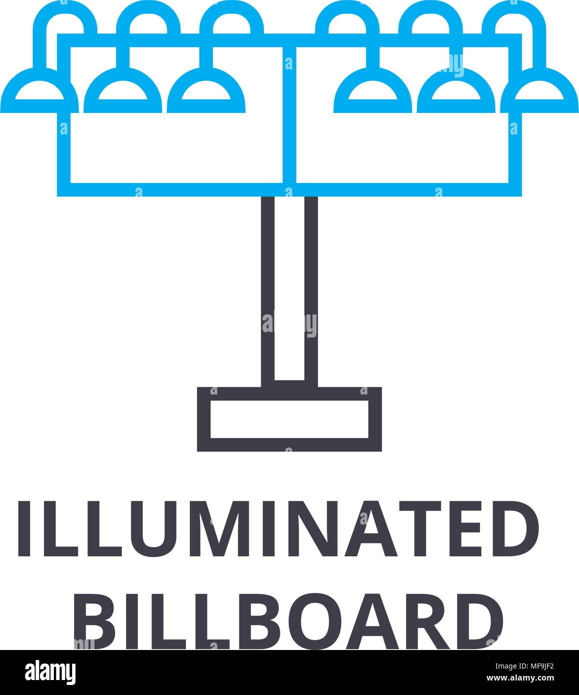 illuminated billboard thin line icon, sign, symbol, illustation, linear concept, vector Stock ...