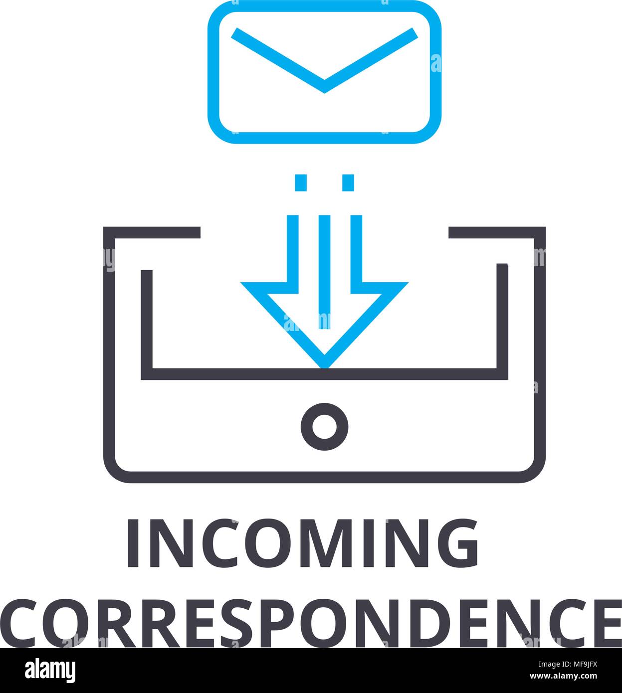 incoming correspondence thin line icon, sign, symbol, illustation, linear concept, vector Stock ...