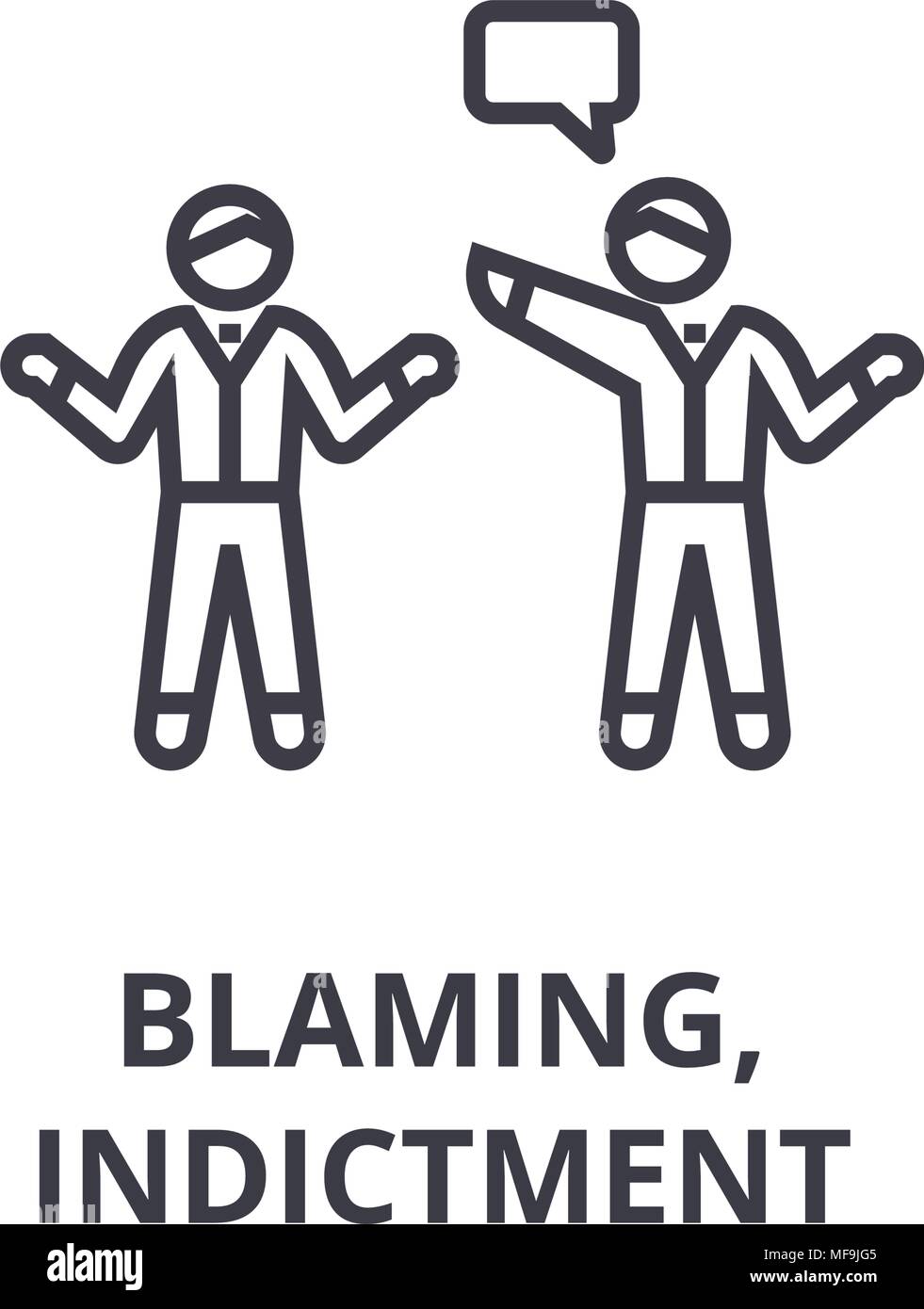 indictment, blaming thin line icon, sign, symbol, illustation, linear ...