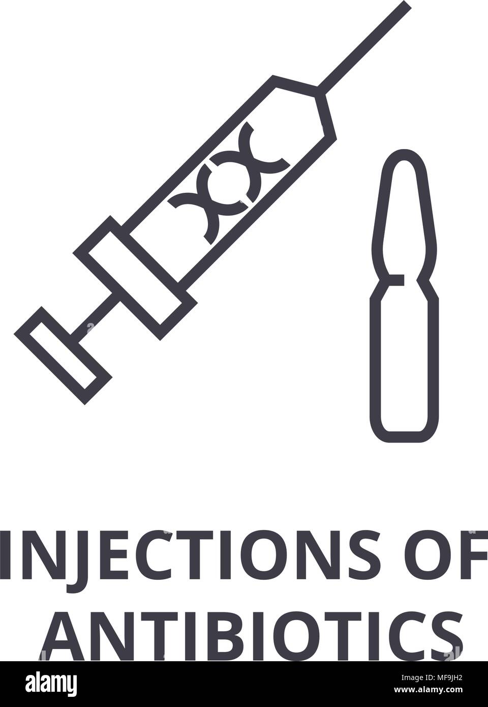 injections of antibiotics thin line icon, sign, symbol, illustation ...