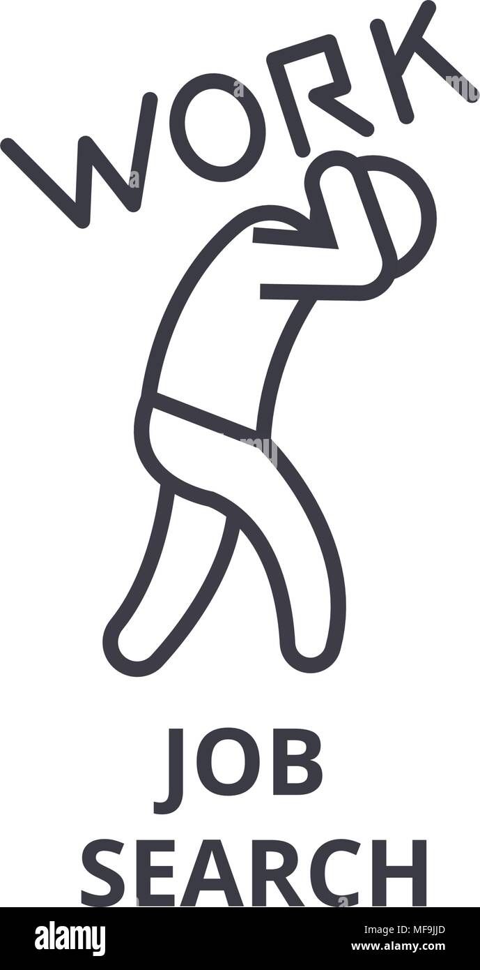 job search thin line icon, sign, symbol, illustation, linear concept, vector Stock Vector Image ...