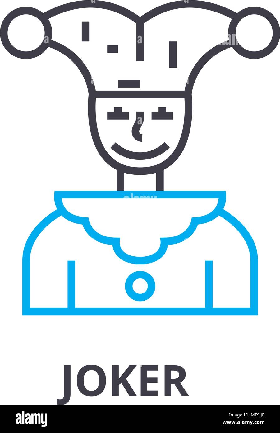 joker thin line icon, sign, symbol, illustation, linear concept, vector ...