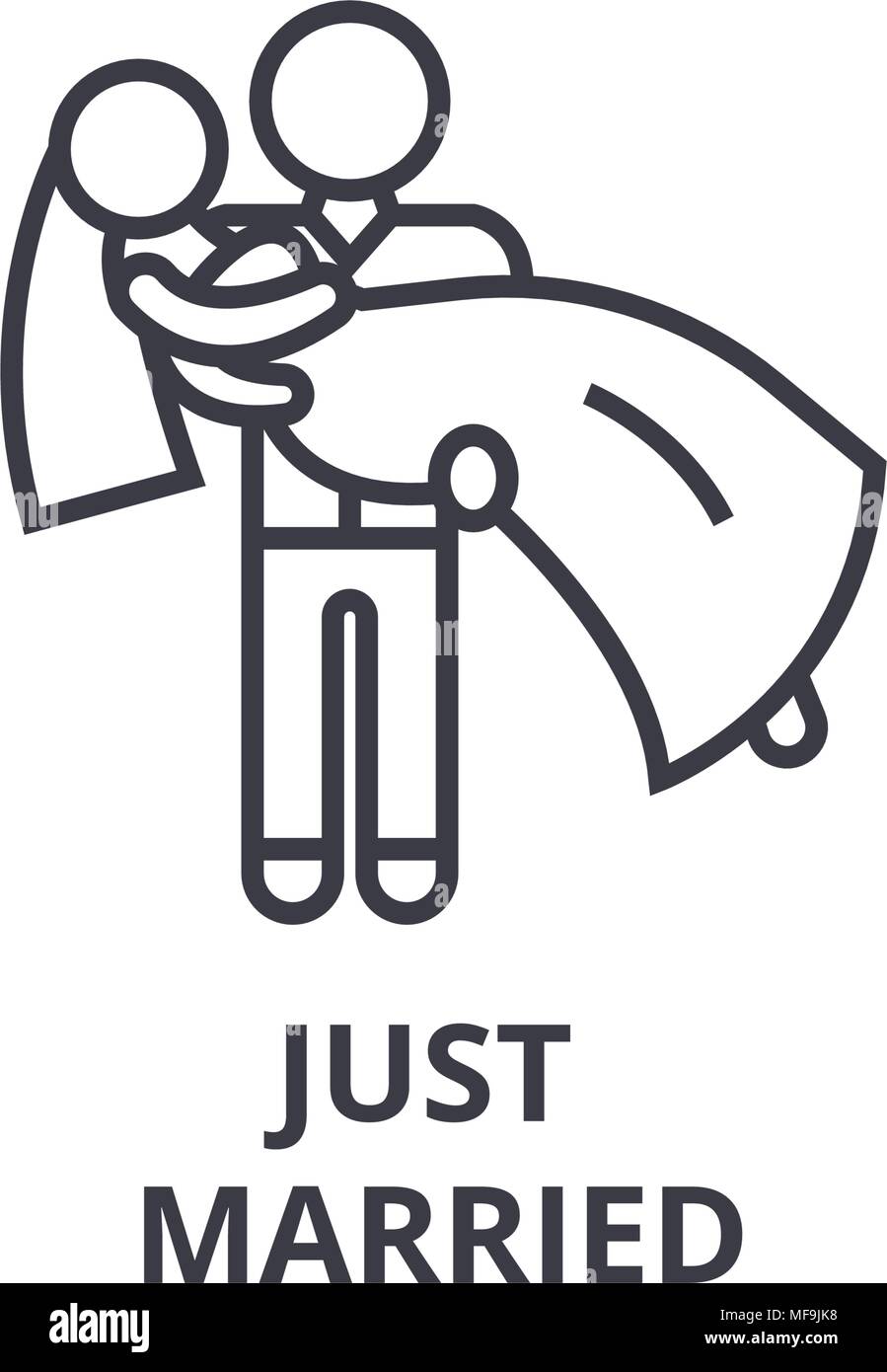 Just Married Thin Line Icon Sign Symbol Illustation Linear Concept
