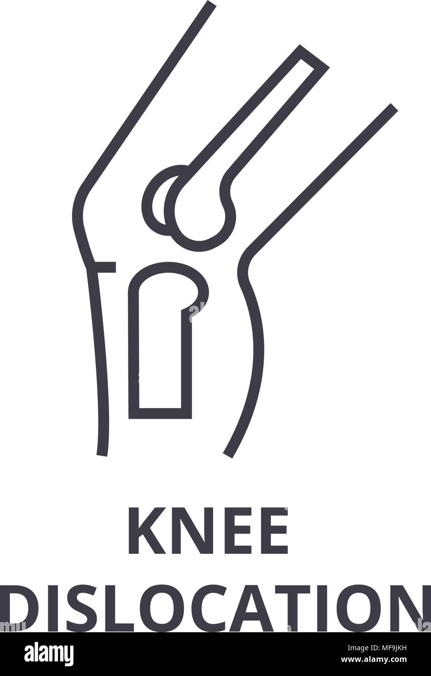 knee dislocation thin line icon, sign, symbol, illustation, linear ...