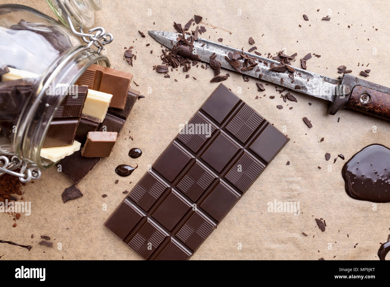 Delicious dark chocolate background Stock Photo - Alamy