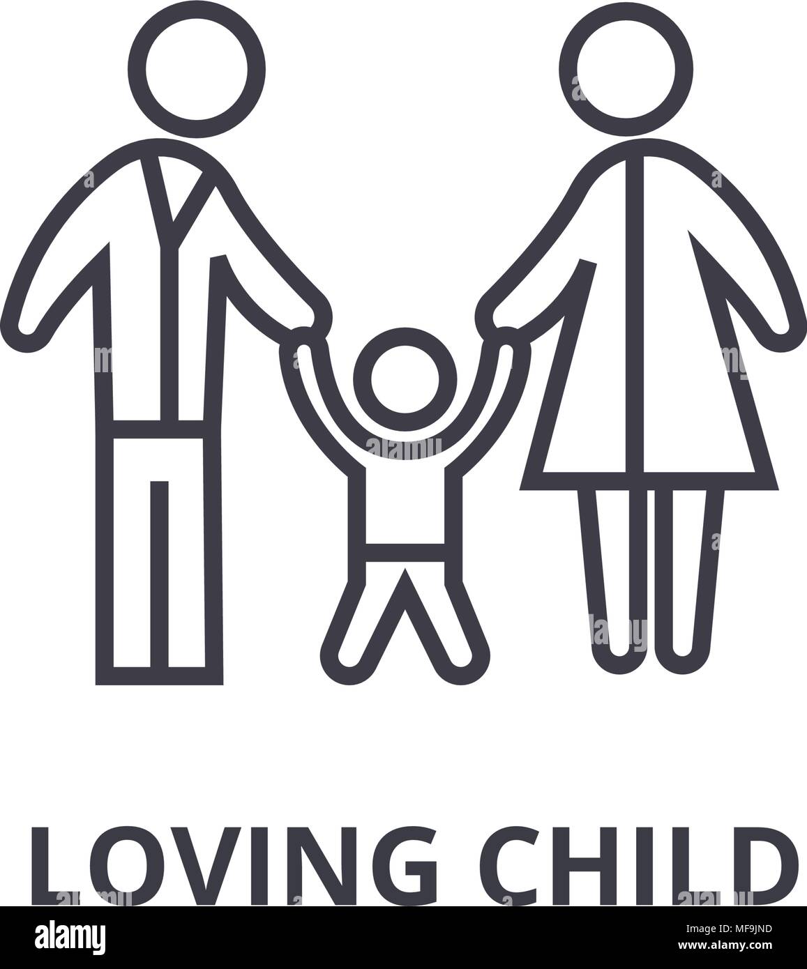 loving child thin line icon, sign, symbol, illustation, linear concept ...