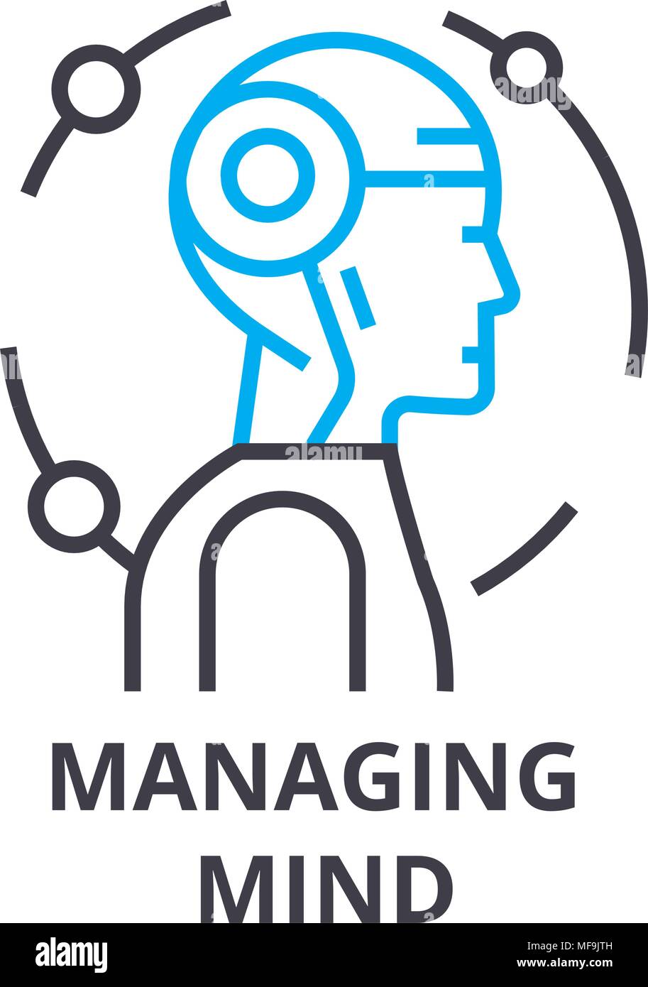 managing mind thin line icon, sign, symbol, illustation, linear concept, vector Stock Vector ...
