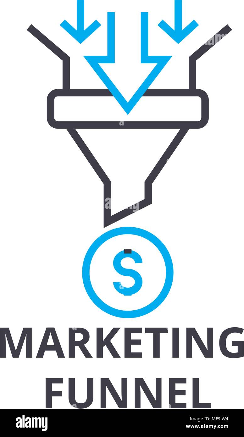 marketing funnel thin line icon, sign, symbol, illustation, linear concept, vector Stock Vector ...