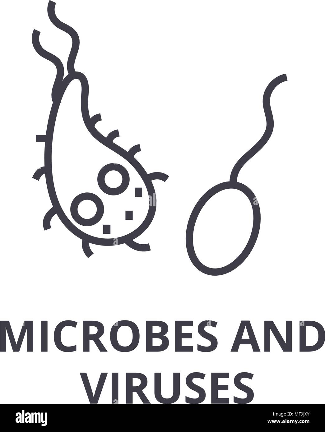 microbes and viruses thin line icon, sign, symbol, illustation, linear ...